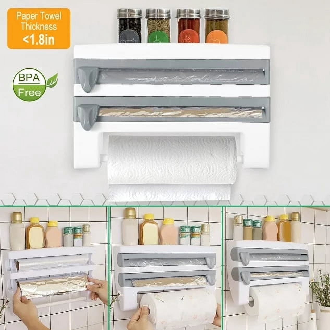 Kitchen Storage Rack, Kitchen Paper Towel Holder, Abs Materials Wall ...