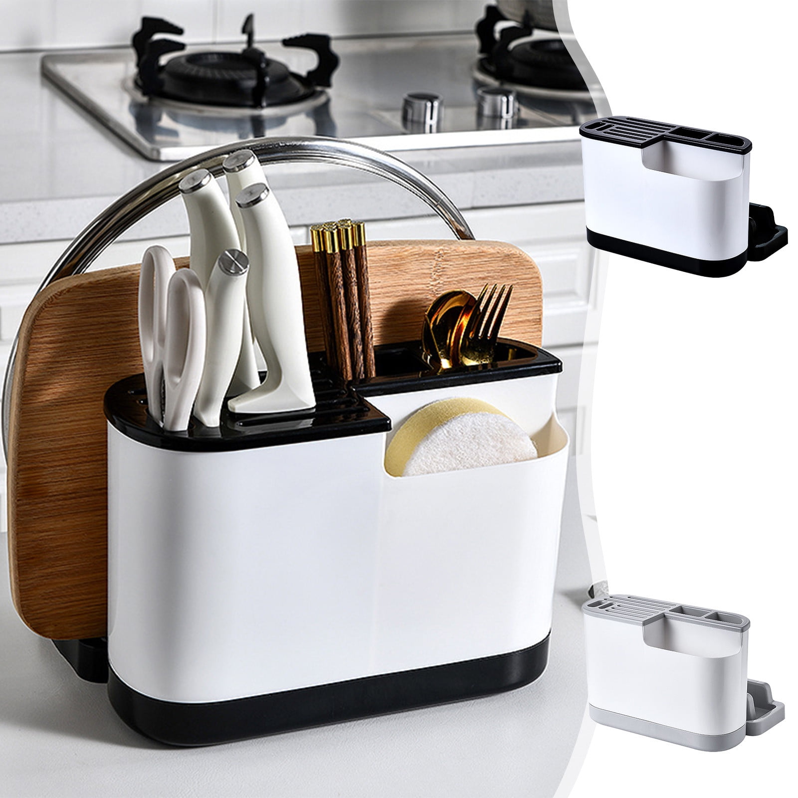 Kitchen Storage Rack, Plastic Organizer with Removable Drained Base for ...