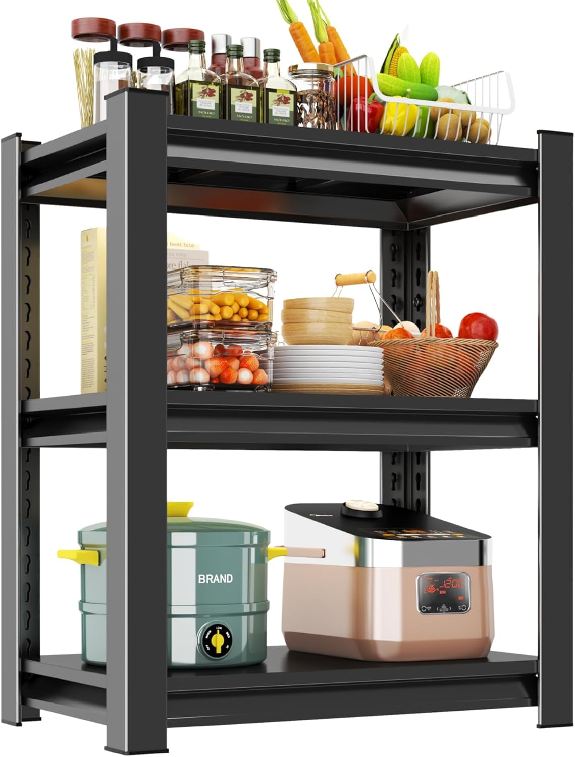 Kitchen Storage Shelves, 3 Tier Adjustable Shelf Organizer, 31.5”High ...