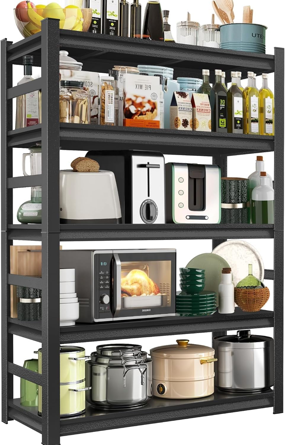 Kitchen Storage Shelves, 5-Tier Adjustable Heavy Duty Metal Kitchen ...