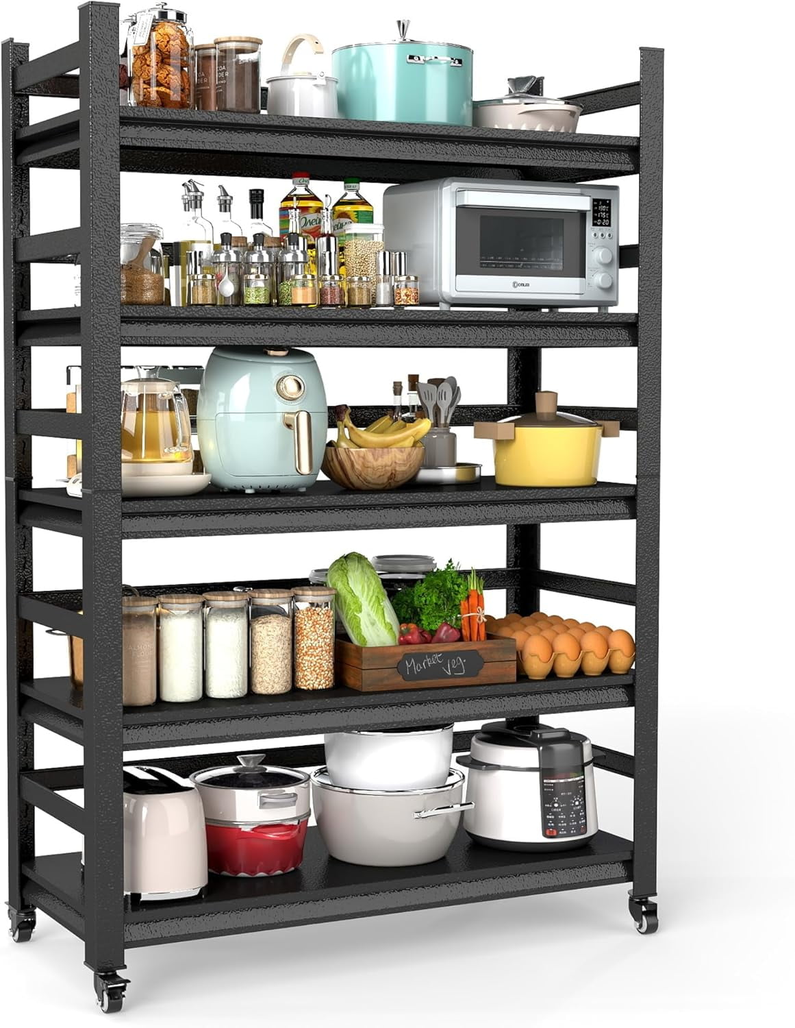 Kitchen Storage Shelves, Heavy Duty 5-Tier Kitchen Shelving, Metal ...