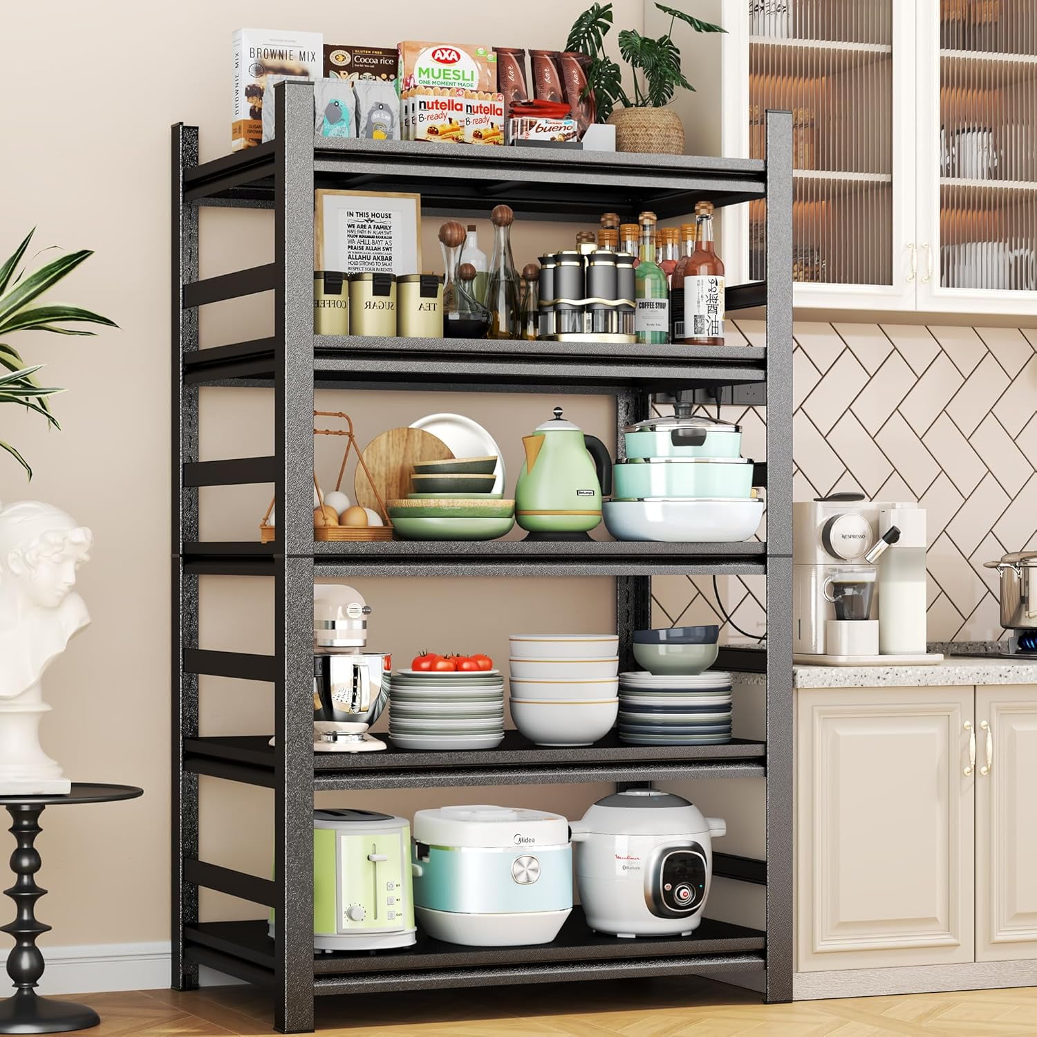 Kitchen Storage Shelves, Heavy Duty Shelving Unit, 5-Tier Adjustable ...