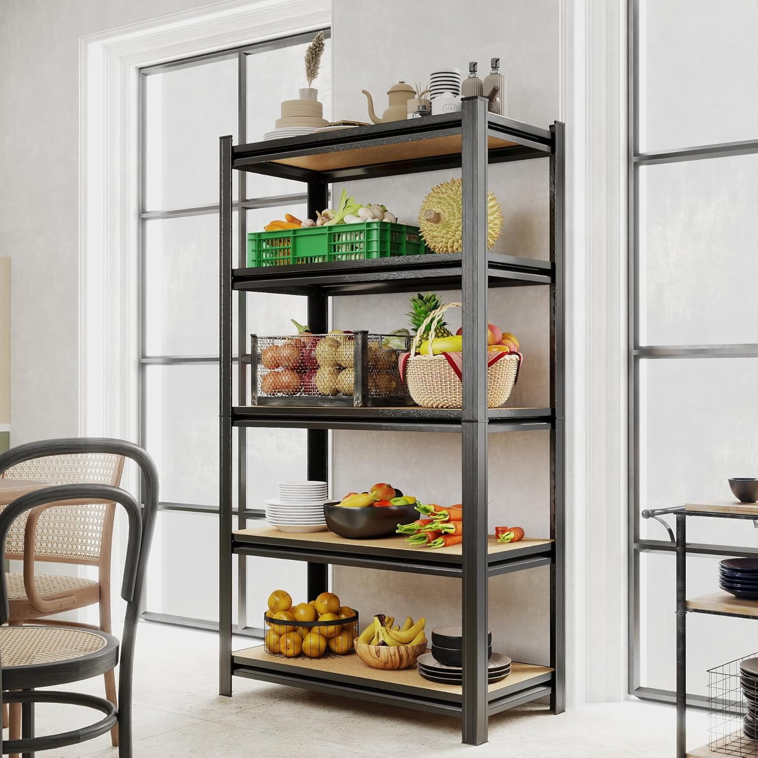 Kitchen Storage Shelving Unit, 5-Tier Adjustable Shelf, 2000 lbs ...