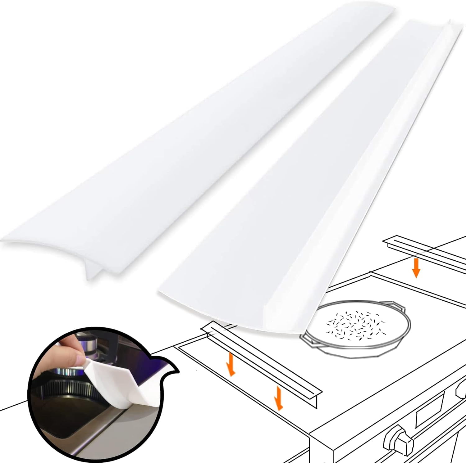 Kitchen Stove Counter Gap Cover Long & Wide Gap Filler (2 Pack) Seals ...
