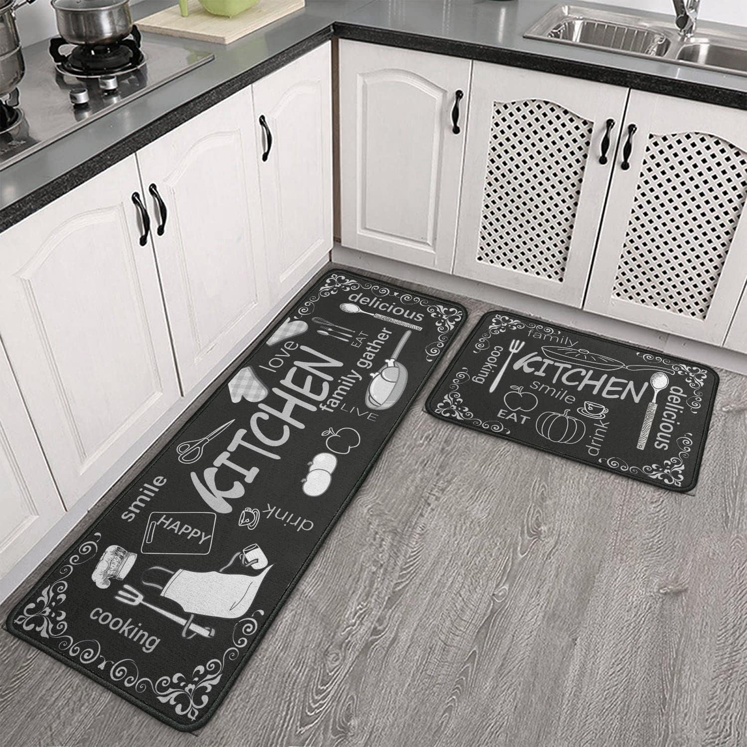 Kitchen Supplies Bowl Rugs Set of 2 Front Designer 47x17 Inch Mat ...