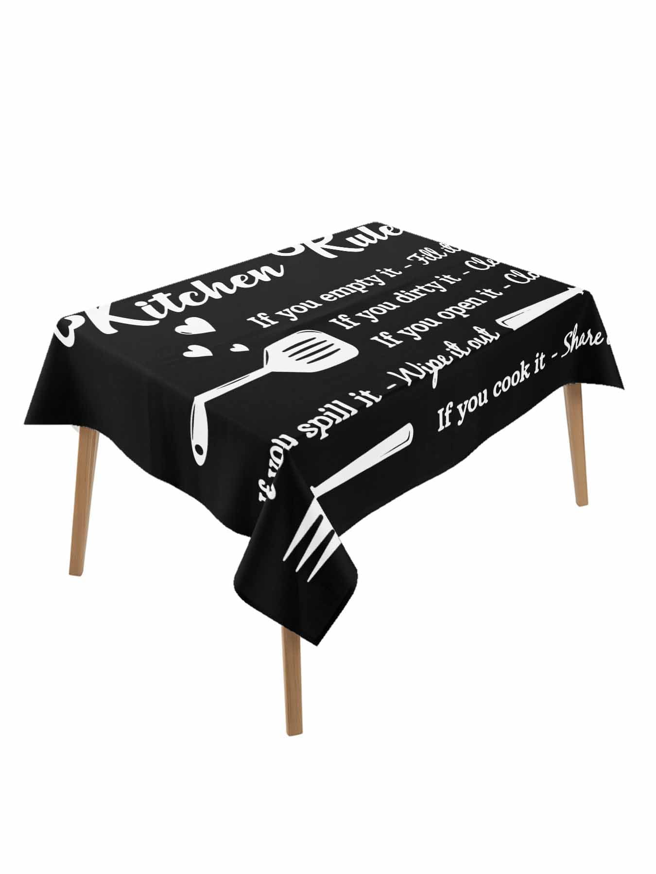 Kitchen Supplies Table Cloth, Black White Chef Hat Love Heart ...