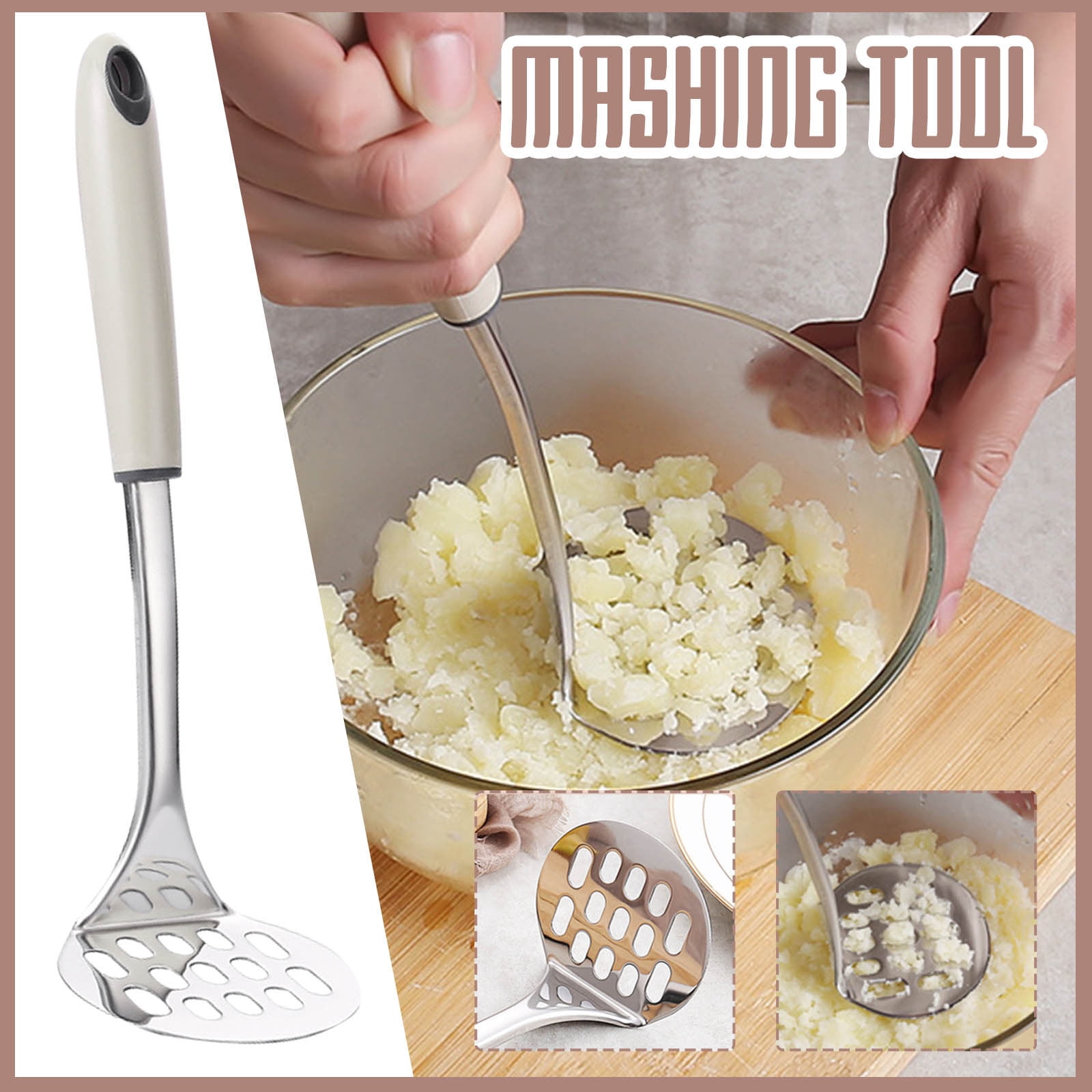 Kitchen Supplies on Sale！Manual Stainless Steel Potato Masher Household ...