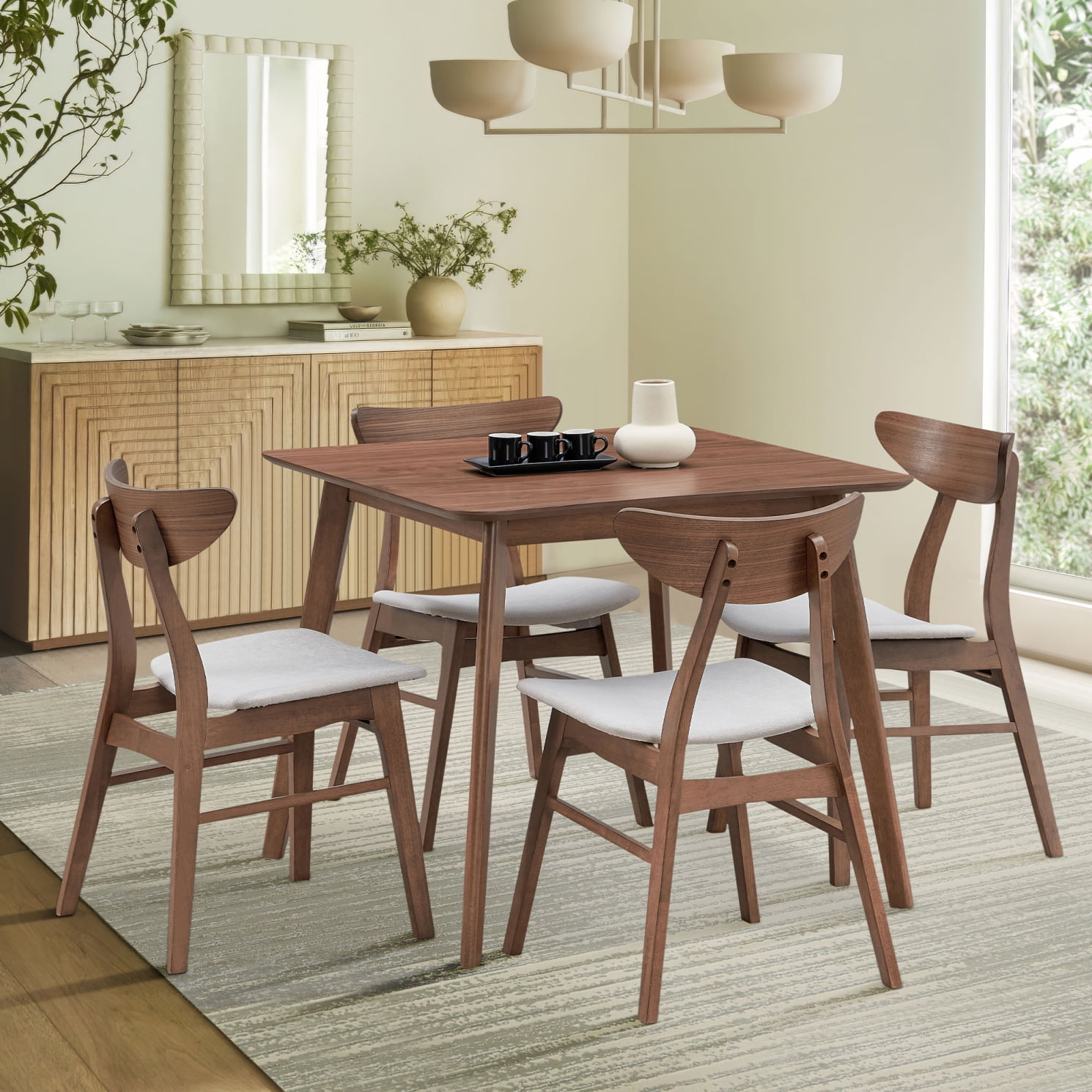 Kitchen Table and Chairs for 4, Wooden Dining Table Set, Square Kitchen ...