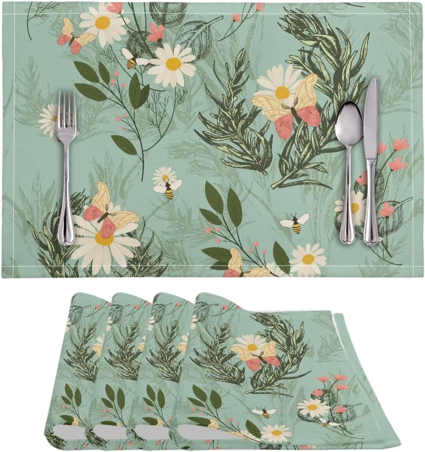 Kitchen Table Mats Set of 4, Woven Texture Carpet Washable Kitchen ...