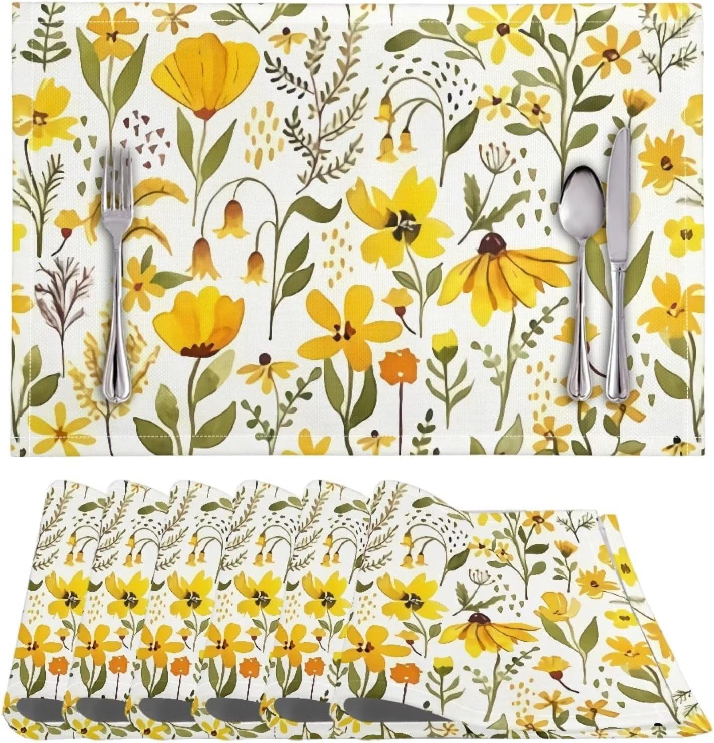 Kitchen Table Mats Set of 6, Washable Wipeable Durable Insulation ...