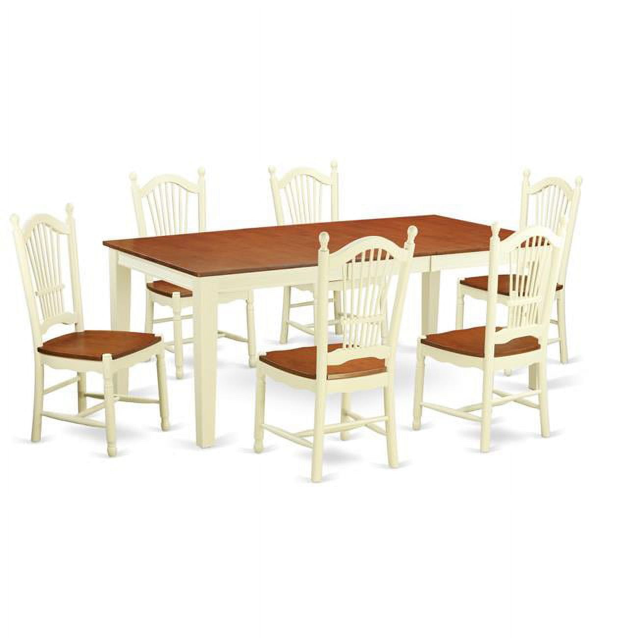 Kitchen Table Set with 6 Small Kitchen Table & 6 Chairs, Buttermilk ...