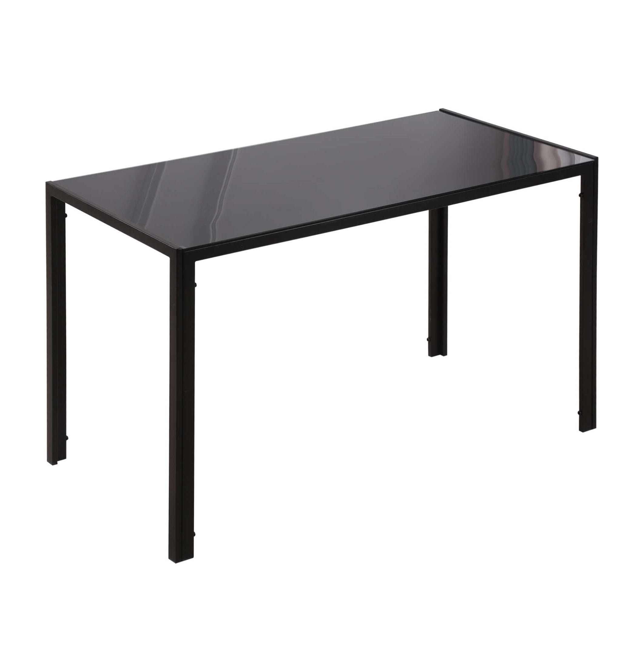 Kitchen Table for 4, Dining Table with Tempered Glass Top, Black Metal ...