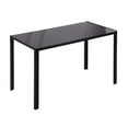 Kitchen Table for 4, Dining Table with Tempered Glass Top, Black Metal ...