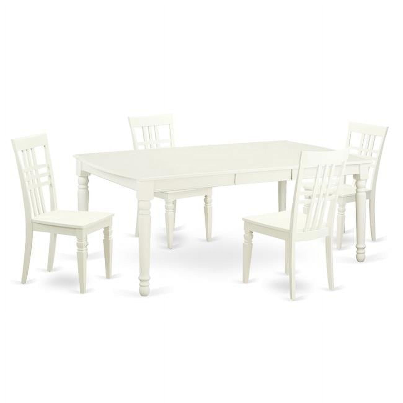 Kitchen Tables Chair Set with One Dover Dining Table 4 Chairs Linen White 5 Piece