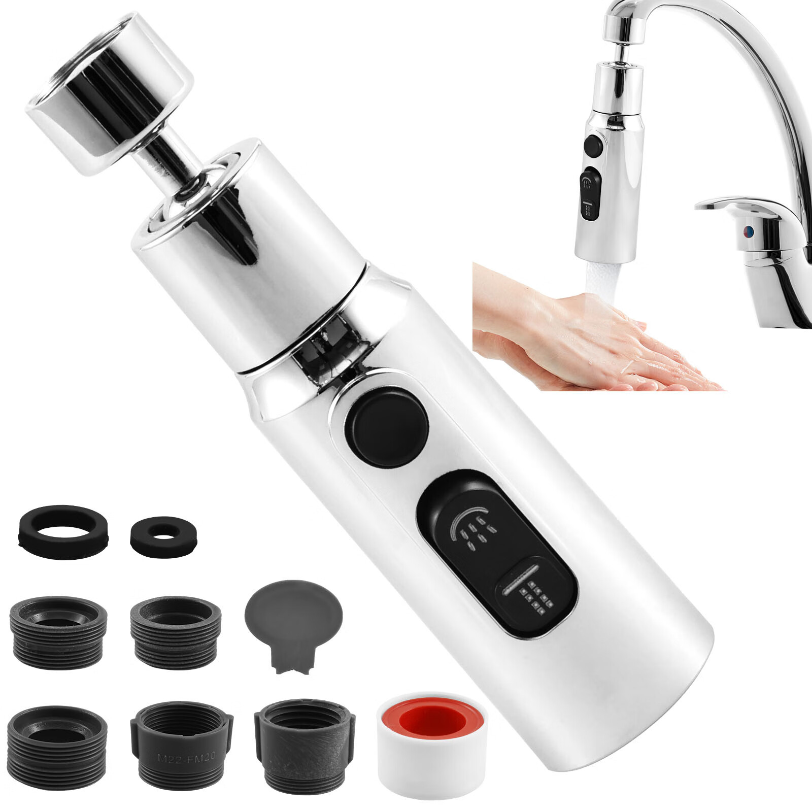 Kitchen Tap Spray Head 720 ° Rotatable Sink Tap Sprayer Brass Waterfall ...