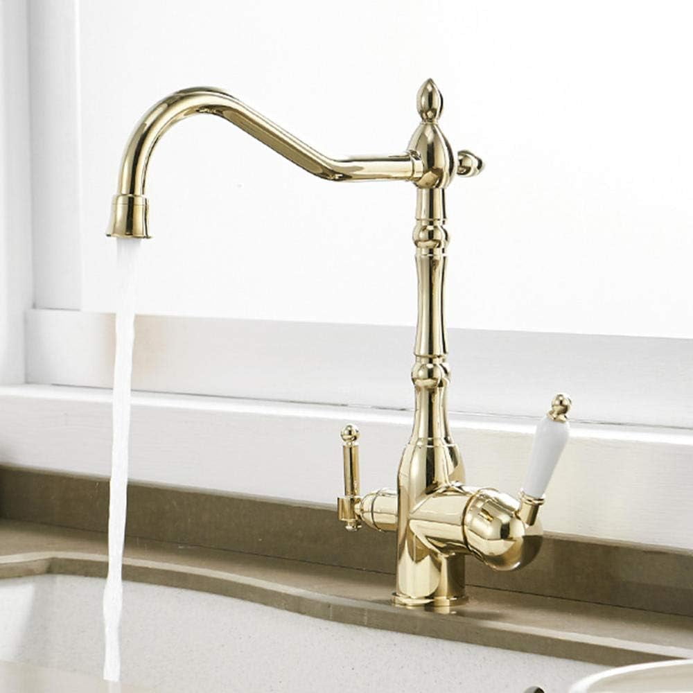 Kitchen Taps 3 Way Kitchen Sink Mixer Tap Brass Kitchen Hot and Cold ...