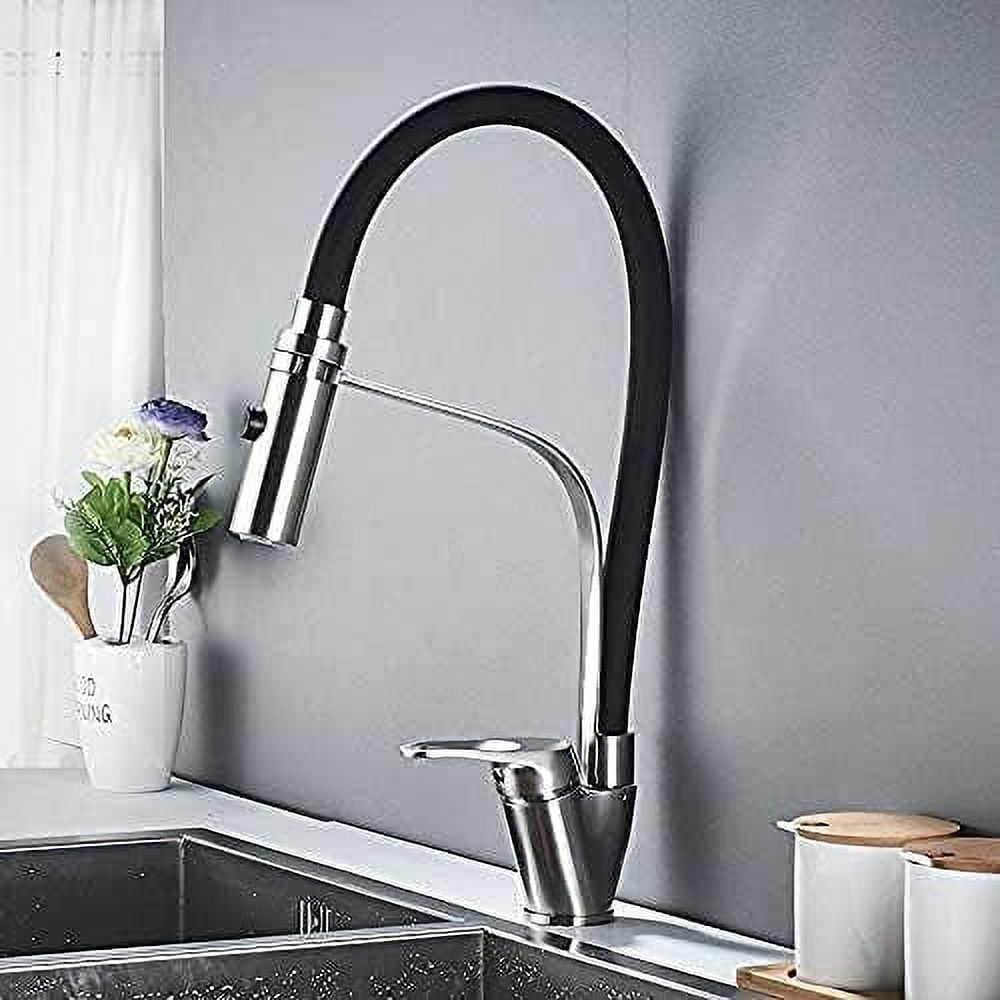 Kitchen Taps Brushed Nickel Swivel Spout Sink Faucet Pull Down Sprayer ...