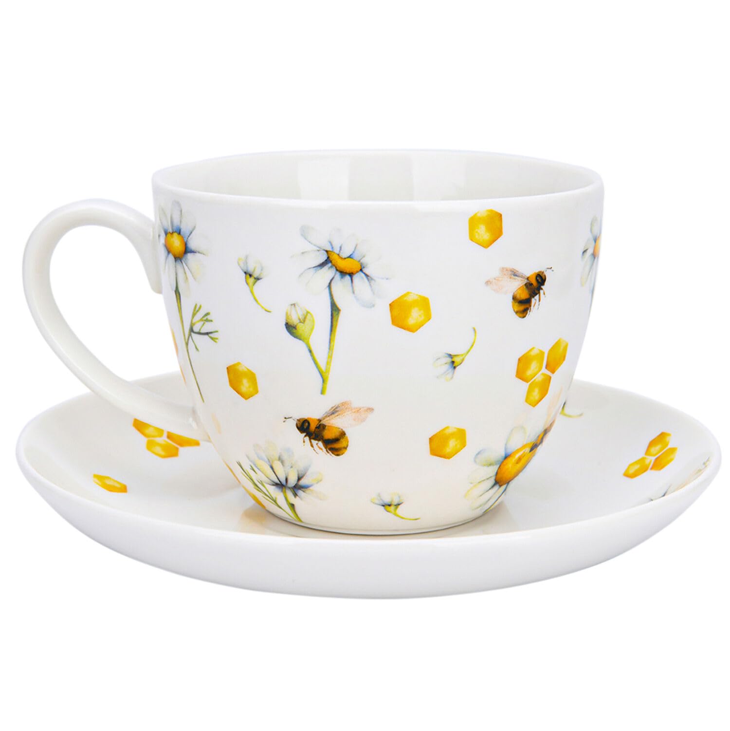 Kitchen Teacups Tea with Honey Cup and Saucer 15.2 fl oz (450 ml ...