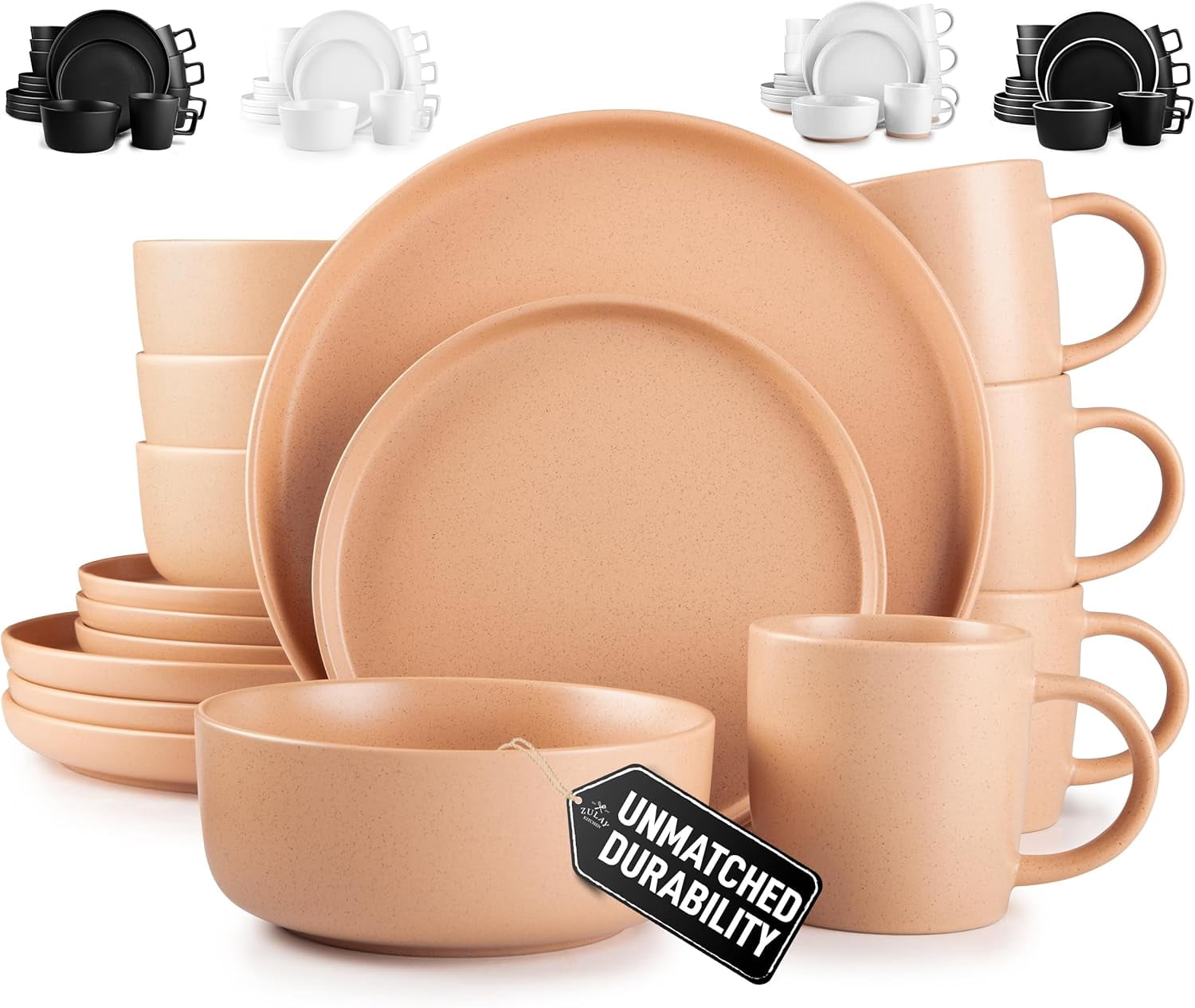 Kitchen Terra Stoneware 32-Piece Dinnerware Set, Ceramic Plates and ...