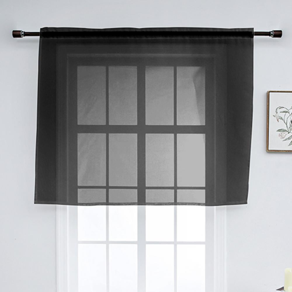 Kitchen Tiers Half Window Sheer Curtains Window Rod Pocket Voile Drapes ...