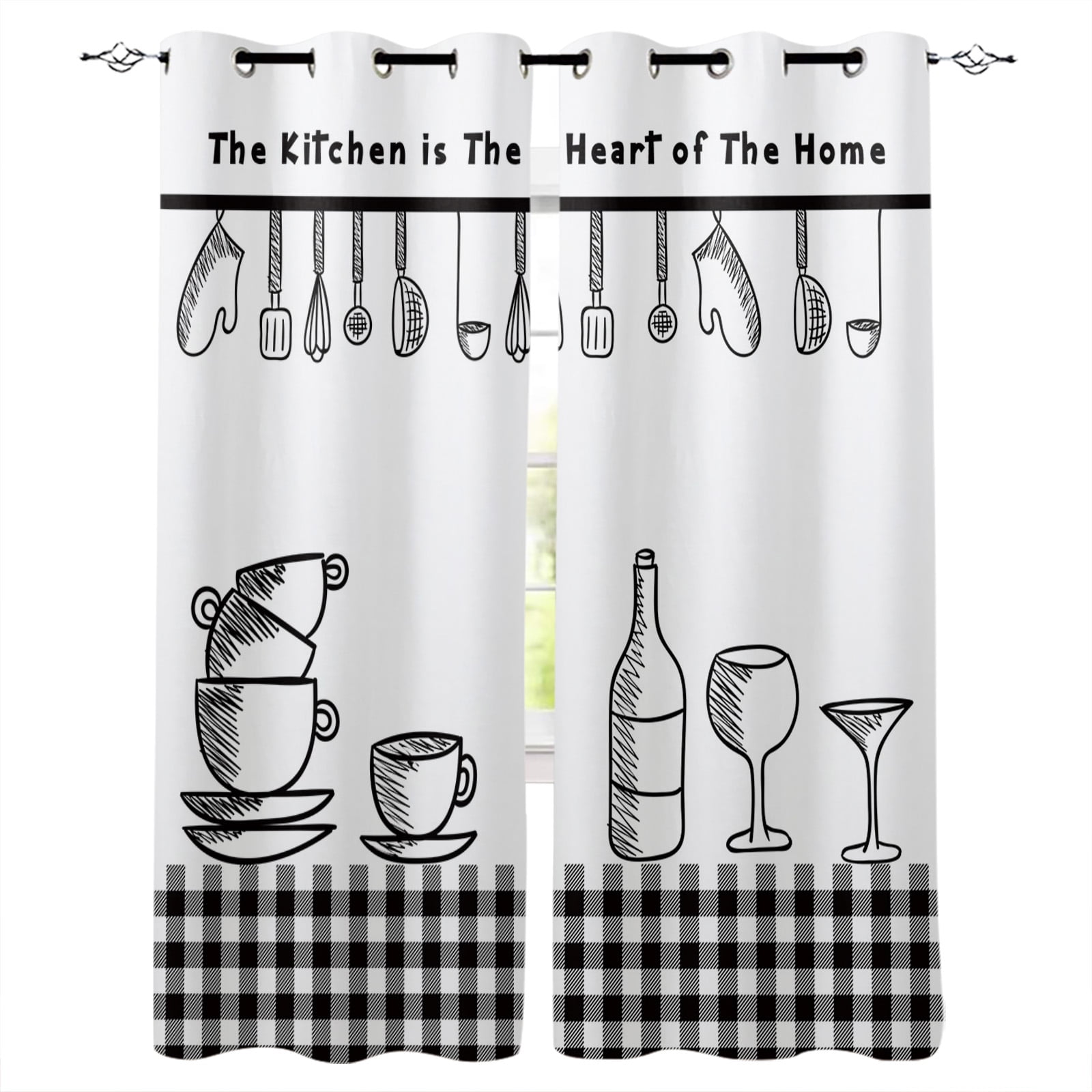 Kitchen Tile Pattern Curtains for Living Room Window Panels Bedroom ...