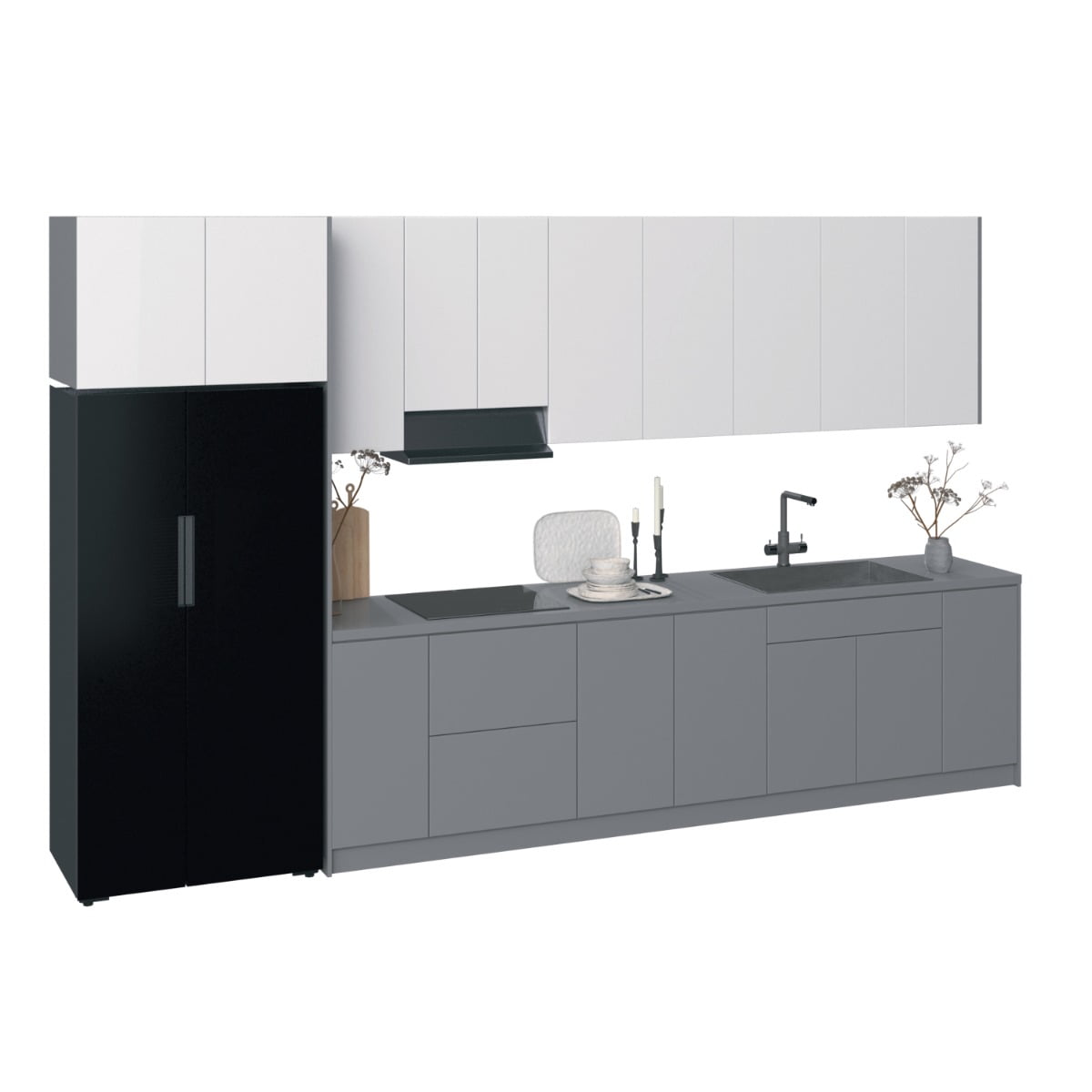 Kitchen Timeless Collection Gray & White Gloss Color Base Size 13Ft ...