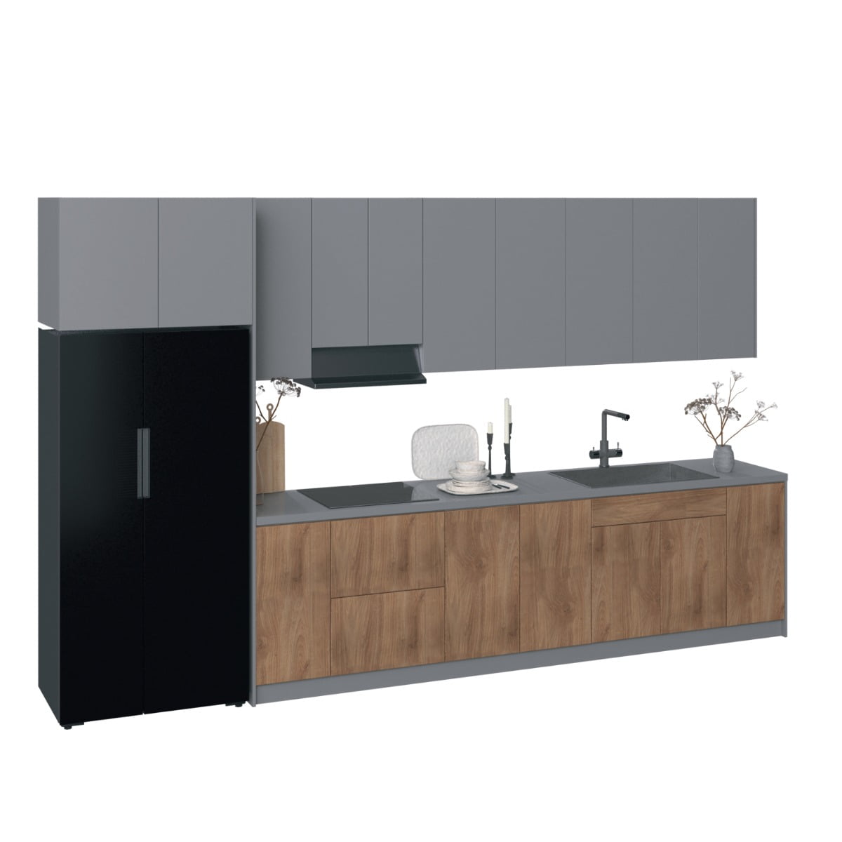 Kitchen Timeless Collection Natural Teak & Gray Color Base Size 13Ft ...