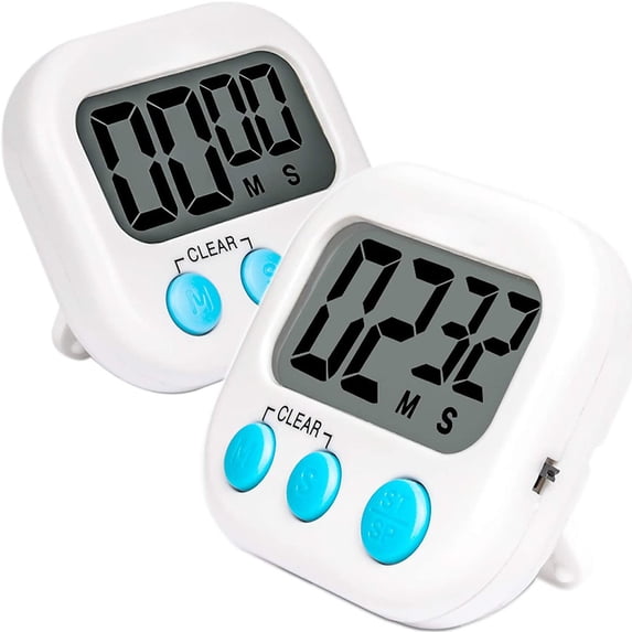 Kitchen Timer, [2 Pack] Digital Kitchen Timer Big Digits, Loud Alarm ...