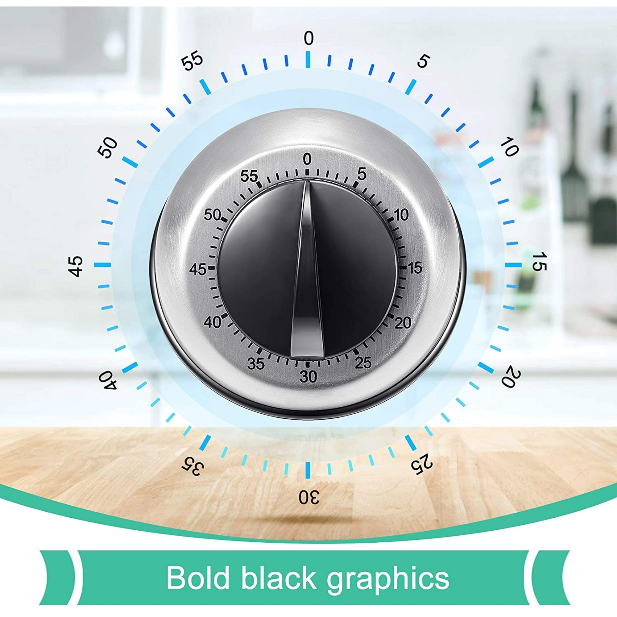 Kitchen Timer for Cooking, Wind Up Timer, 60 Minutes Stainless Steel ...