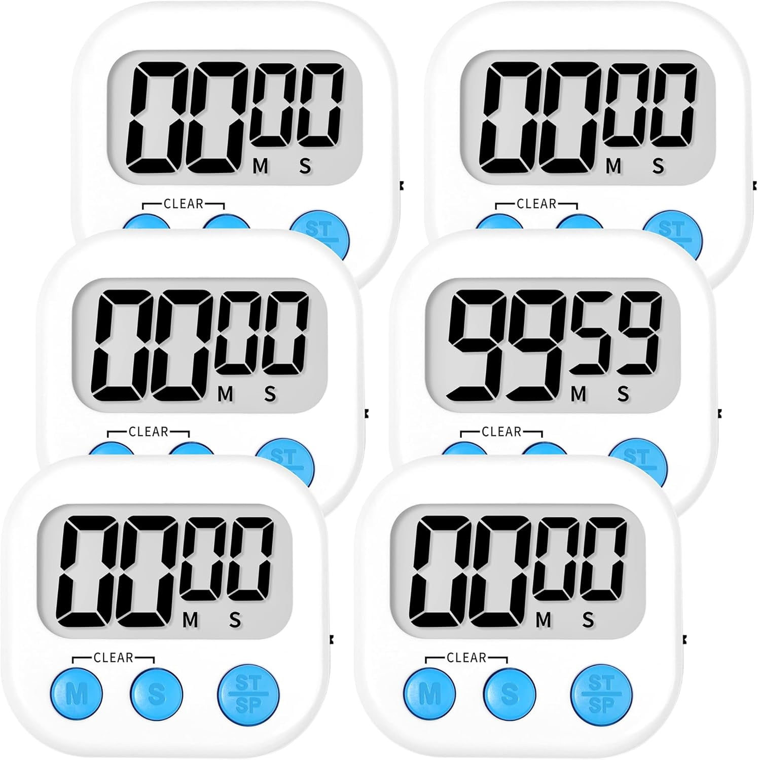 Kitchen Timer Digital with Magnetic Back for Kids Classroom, White 6 ...