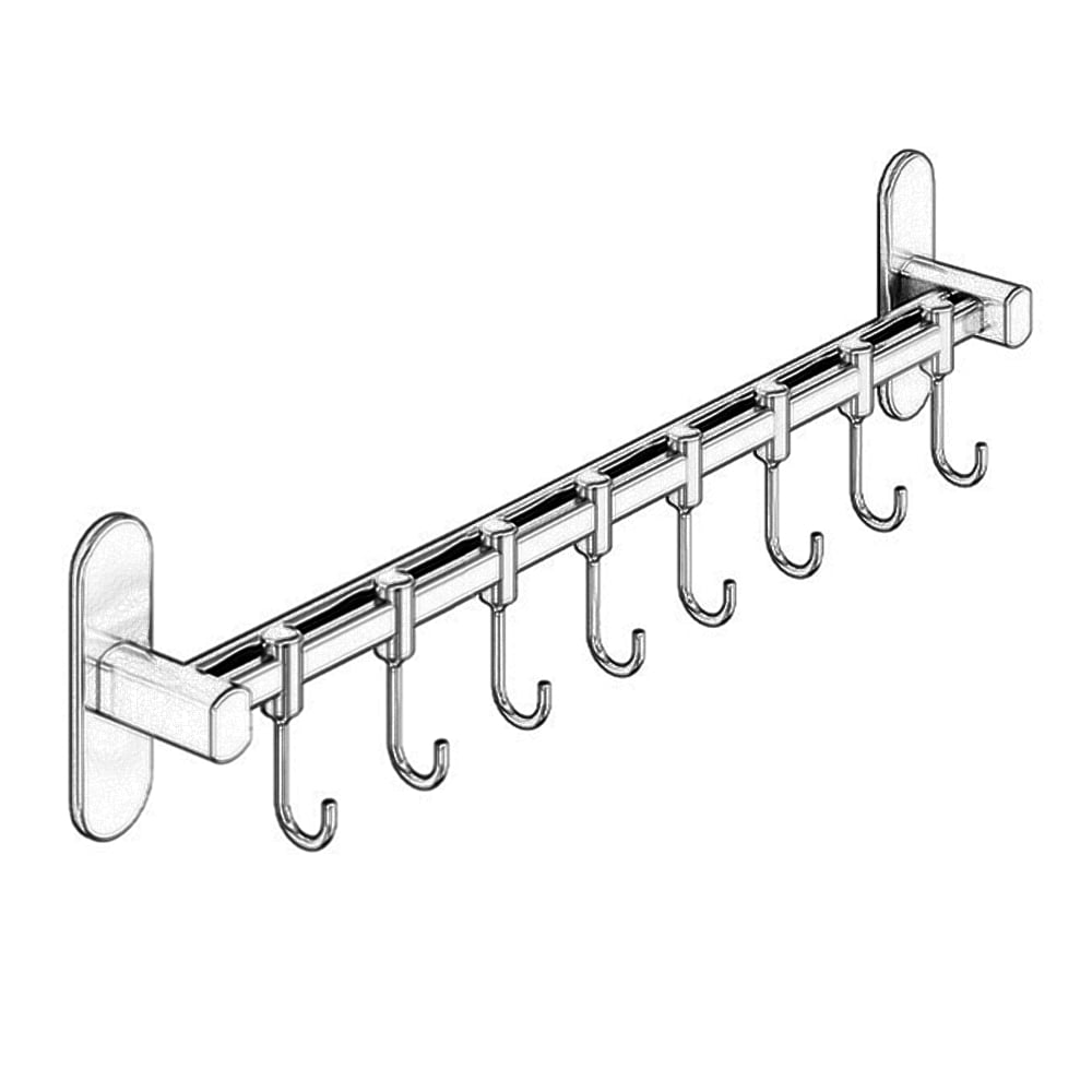 Kitchen Tool Hanging Rack Space Aluminum Wall-mounted 8-hook Hanging ...