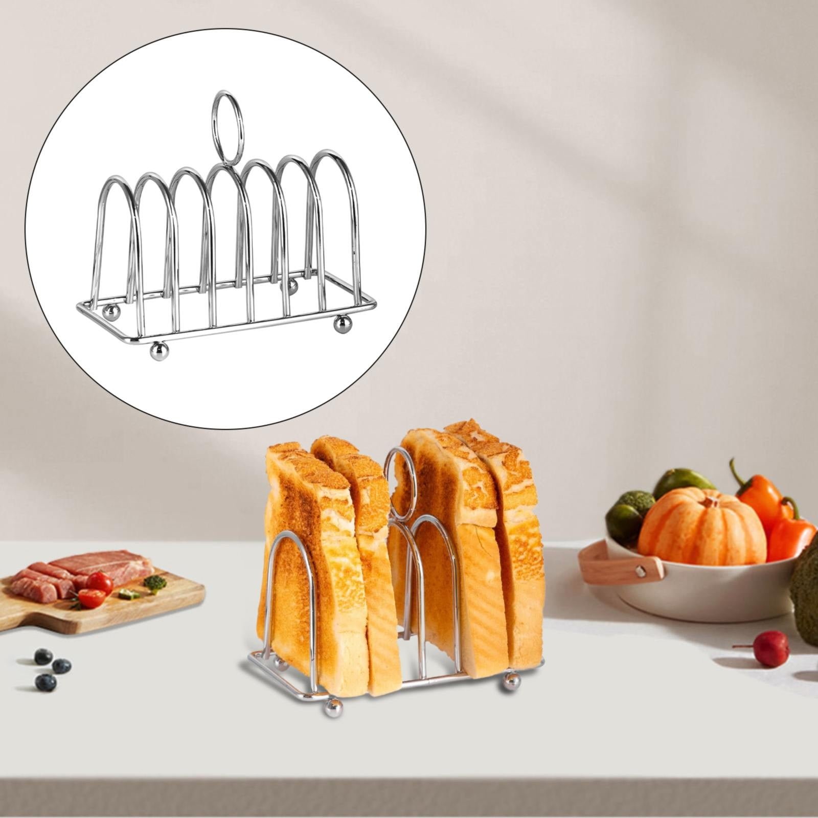 Kitchen Tool Holder Rack 6 Bread Slice Slot Holder Serving Stand With ...