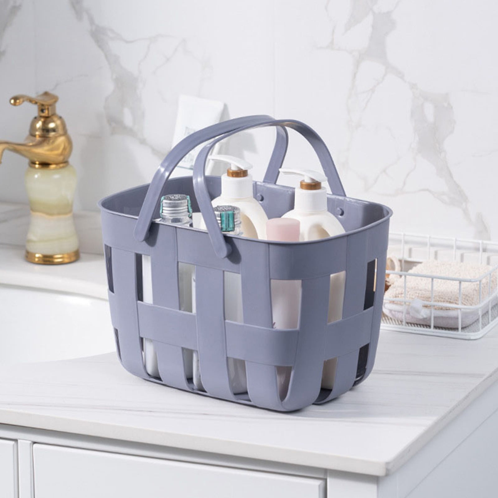 Kitchen Tool & Use,Plastic Rustic Modern Storage Basket with Handles ...