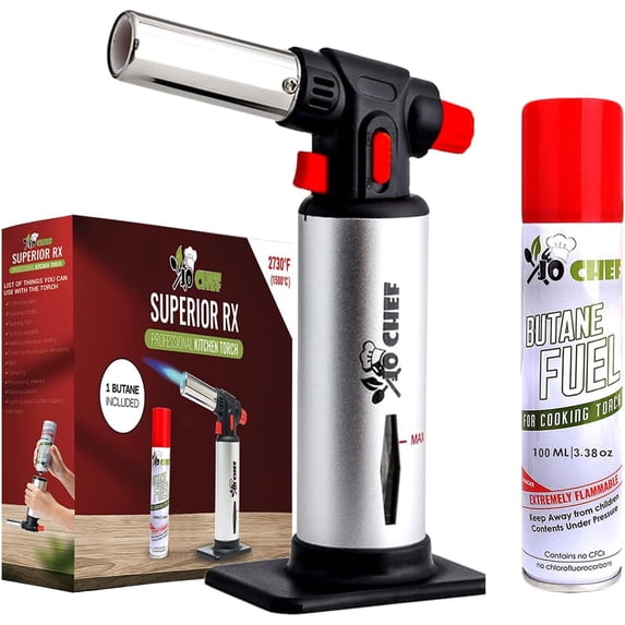 Kitchen Torch with Butane Included – Refillable Lighter with Safety ...