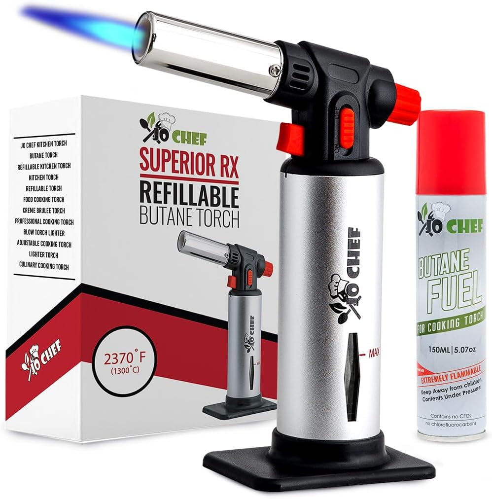 Kitchen Torch With Butane included, Refillable Butane Torch, Creme Brulee Torch, Blow Torch ...