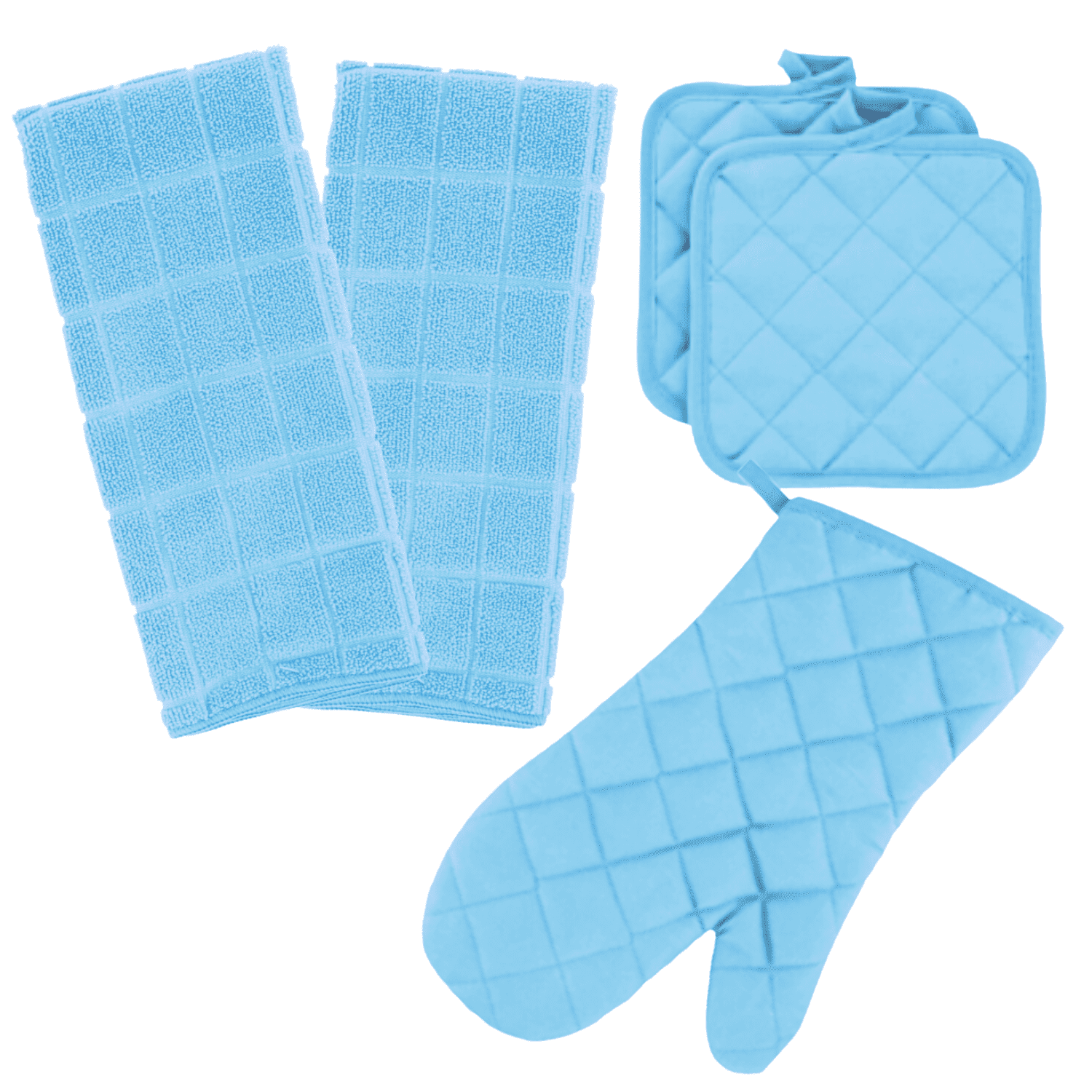 Home Collection Gray Kitchen Set - 2 Cooking Mittens, 2 Pot Holders, 1 ...