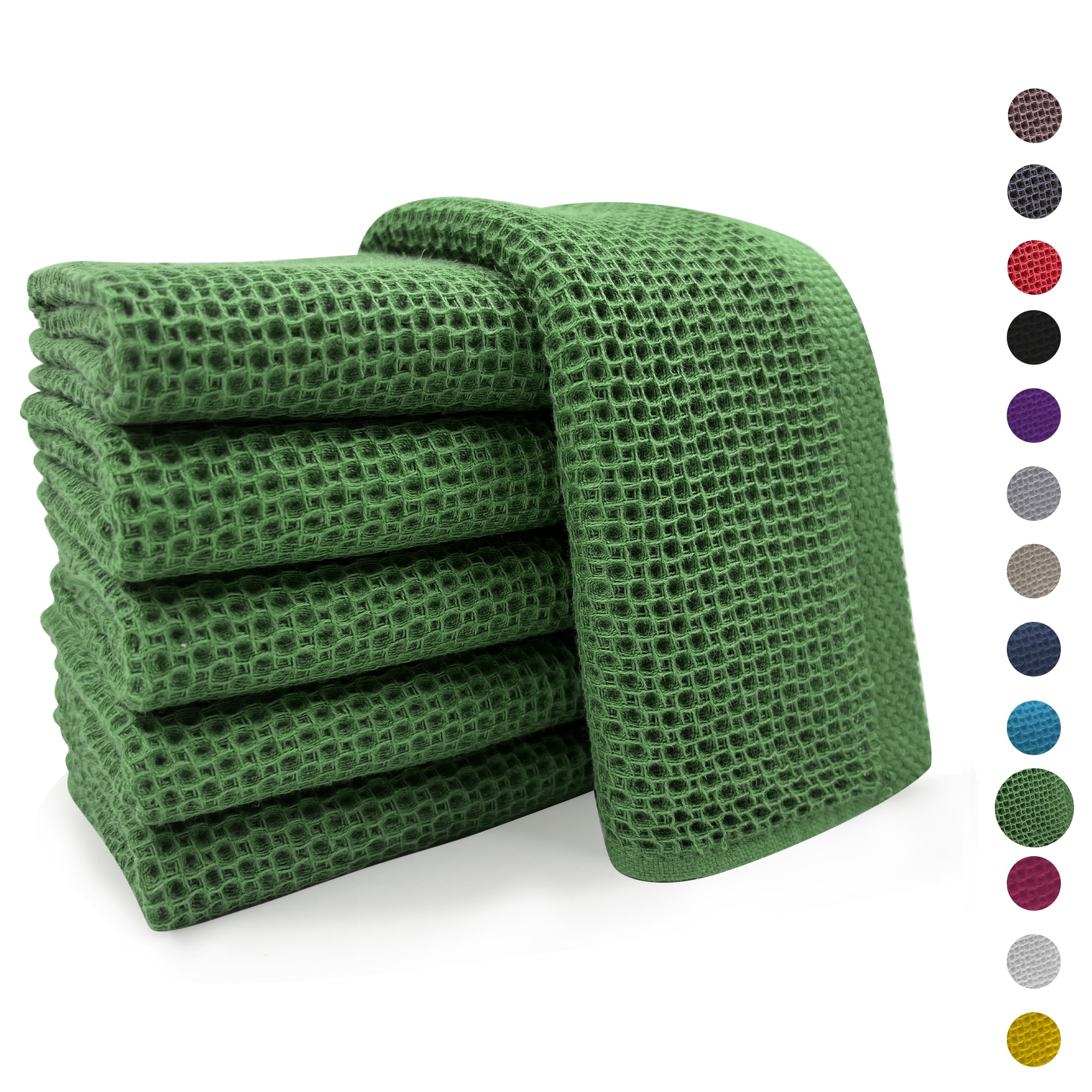 Kitchen Towels，6-Pack Dish Towels 100% Cotton Waffle Weave Ultra Soft Absorbent Quick Drying ...