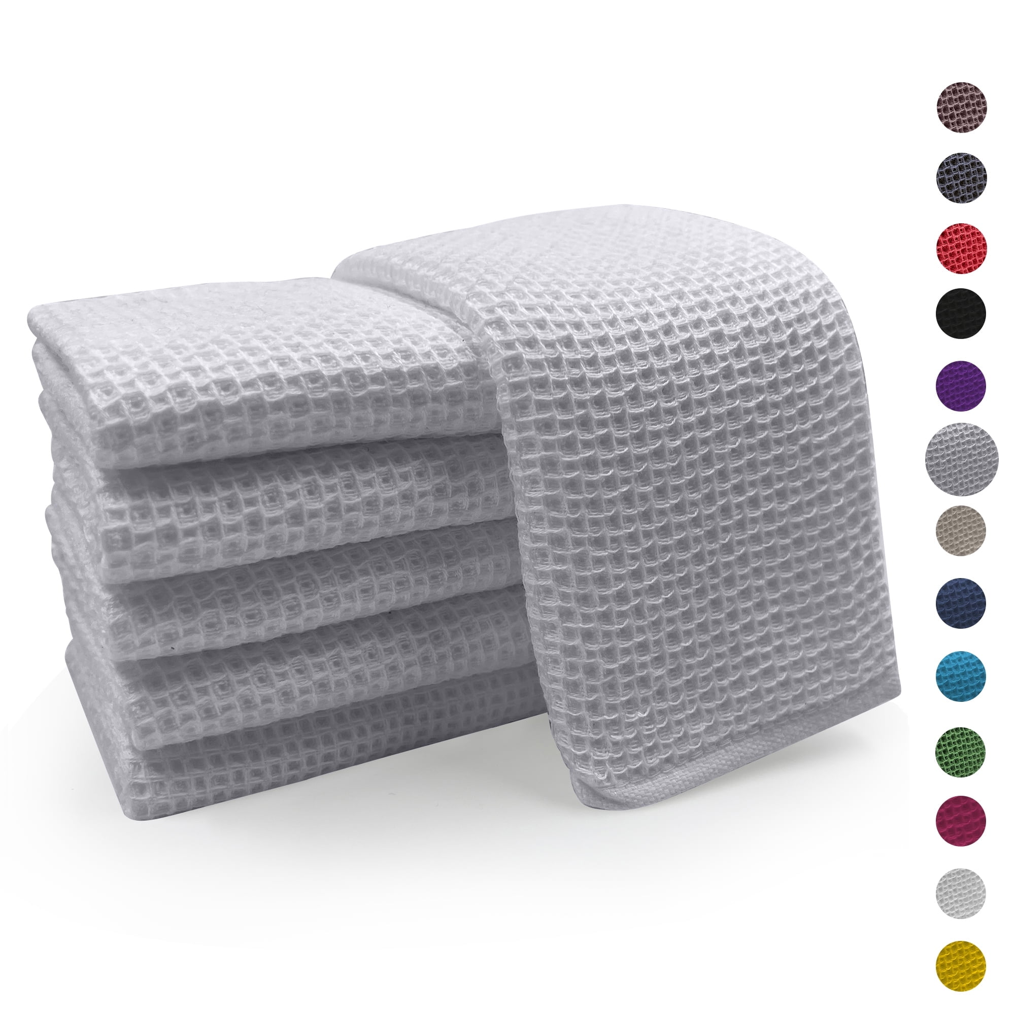 Kitchen Towels，6-Pack Dish Towels 100% Cotton Waffle Weave Ultra Soft ...