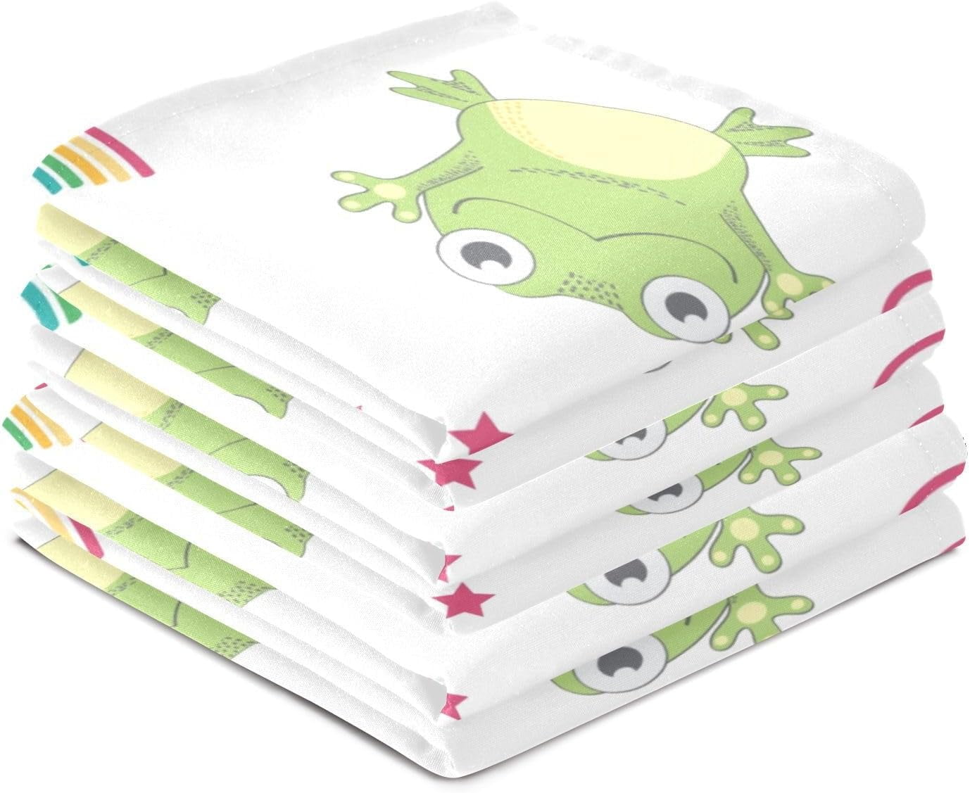 Kitchen Towels Cartoon Frogs & Rainbow Pattern Cleaning Towel Absorbent ...