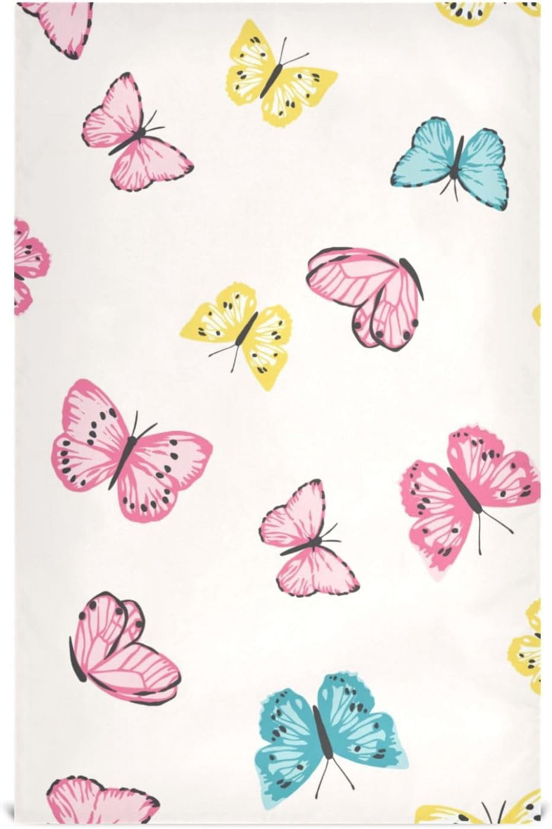 Kitchen Towels Cute Colorful Butterfly Pattern Cleaning Towel Absorbent ...
