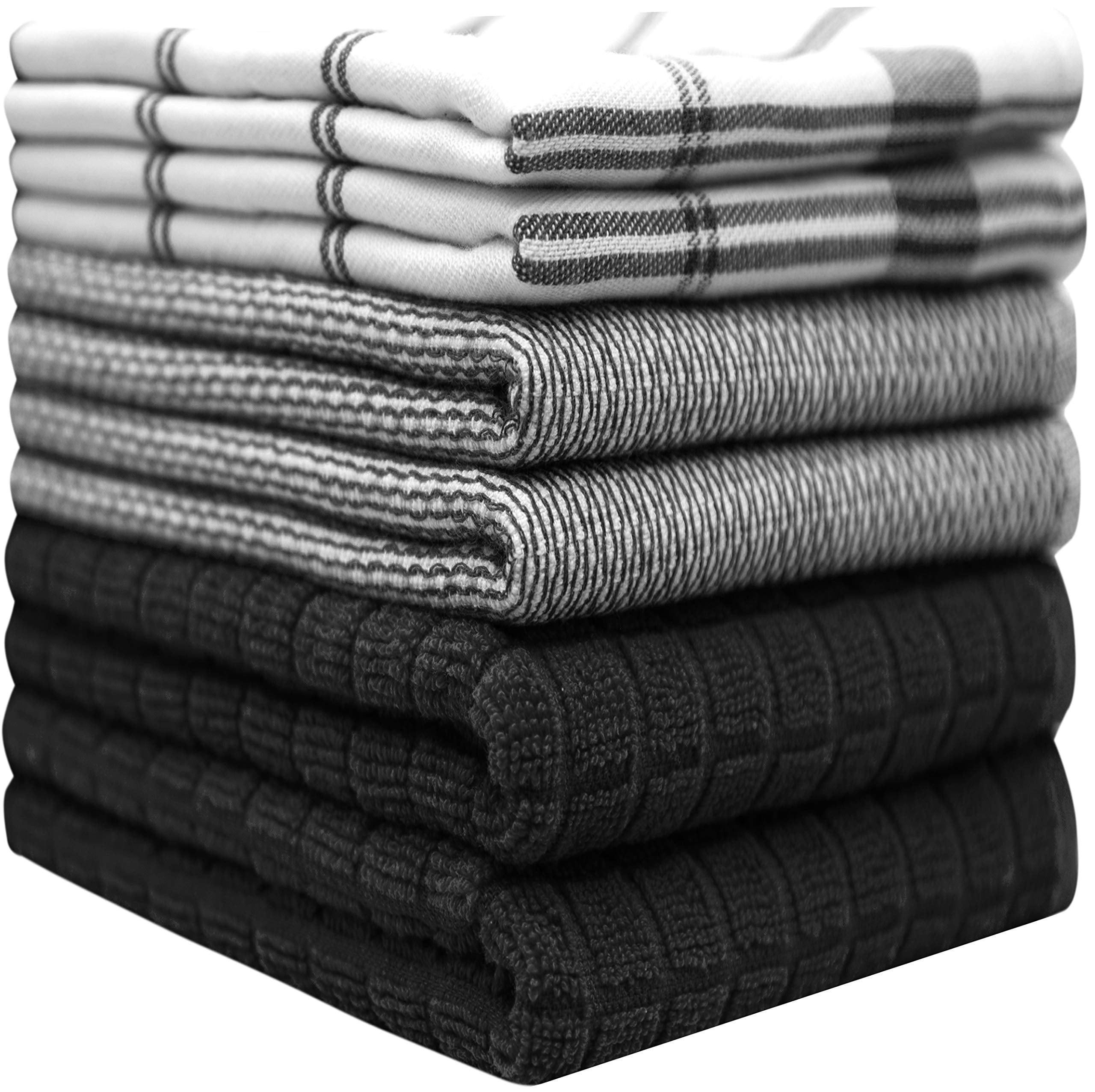 Kitchen Towels - Mixed Styles Black Check 20"x28" 6 Pack - Walmart.com