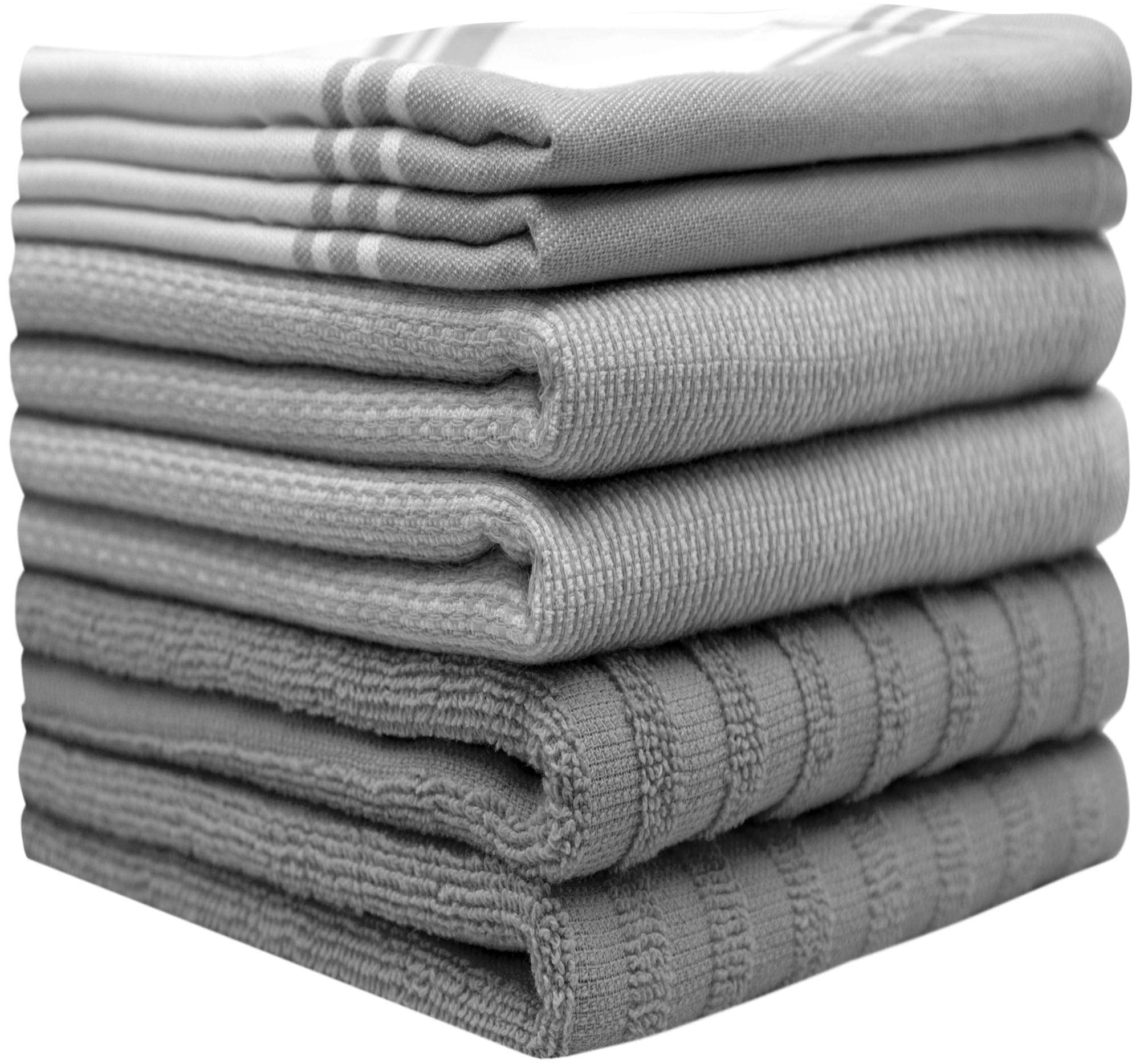 Kitchen Towels - Mixed Styles Grey Wide Stripe, 20"x28" 6 Pack ...