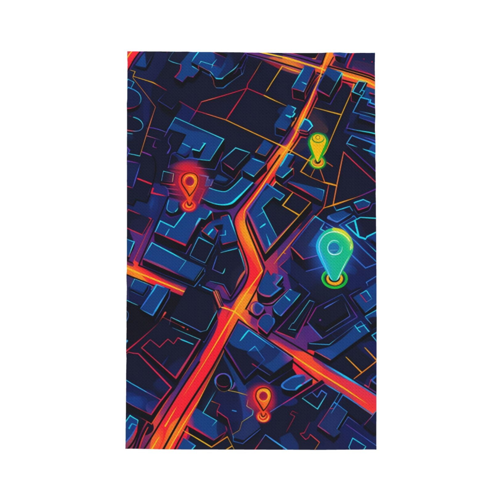 Kitchen Towels Neon City Map Waffle Soft Dish Towels, Super Absorbent ...