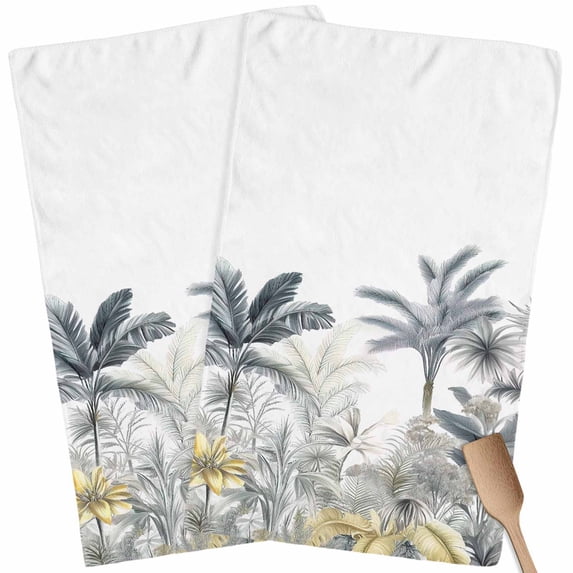 Kitchen Towels Set of 2 Tropical Plants Dish Towels and Dishcloths Sets ...