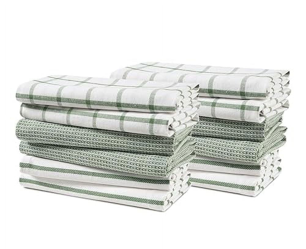 Kitchen Towels Set - Pack of 12 Cotton Dish Towels for Drying Dishes ...