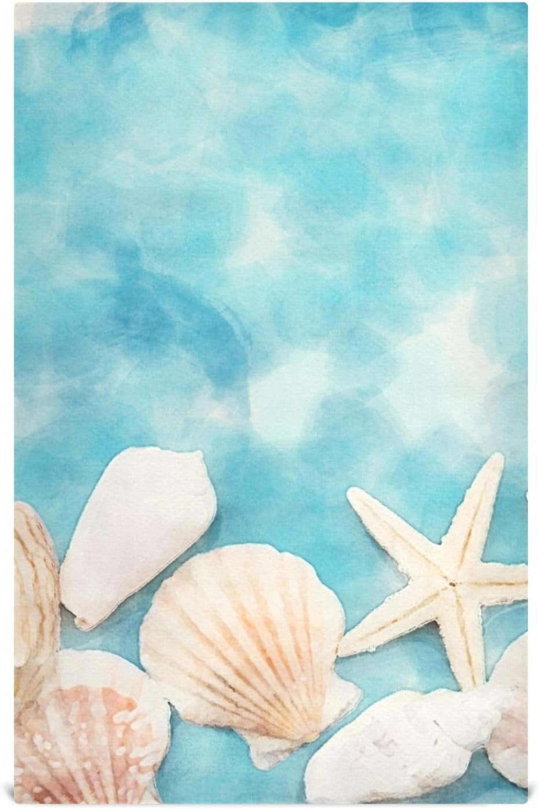 Kitchen Towels Summer Beach Seashell Pattern Cleaning Towel Absorbent ...