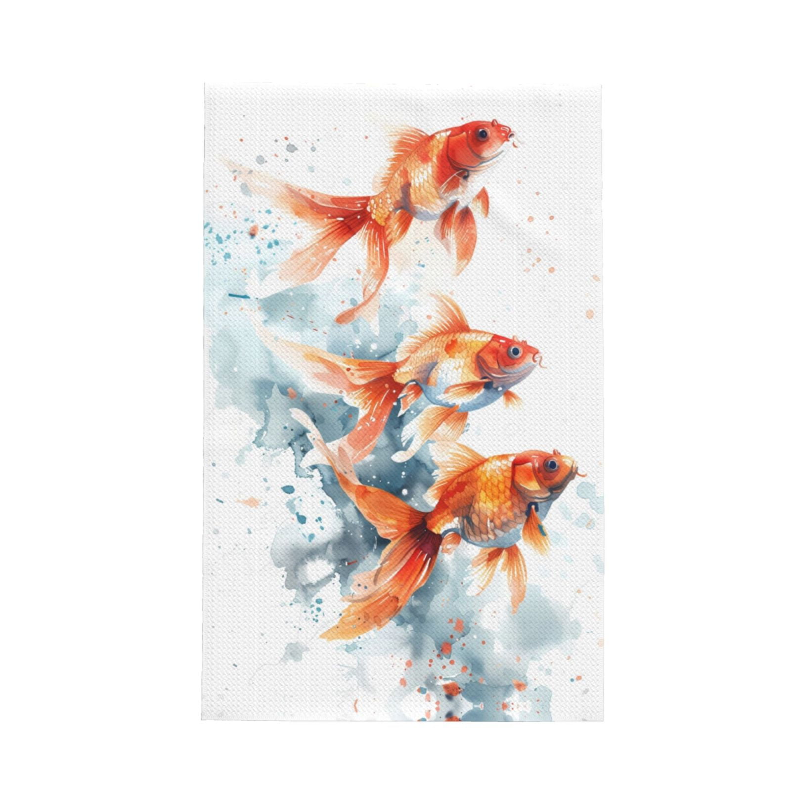 Kitchen Towels - Three Goldfish Watercolor Splash Absorbent Quick ...