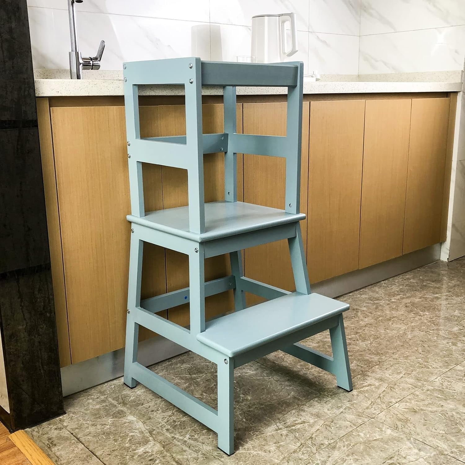 Kitchen Tower for Kids with Safety Rail,Toddler Standing Tower for ...