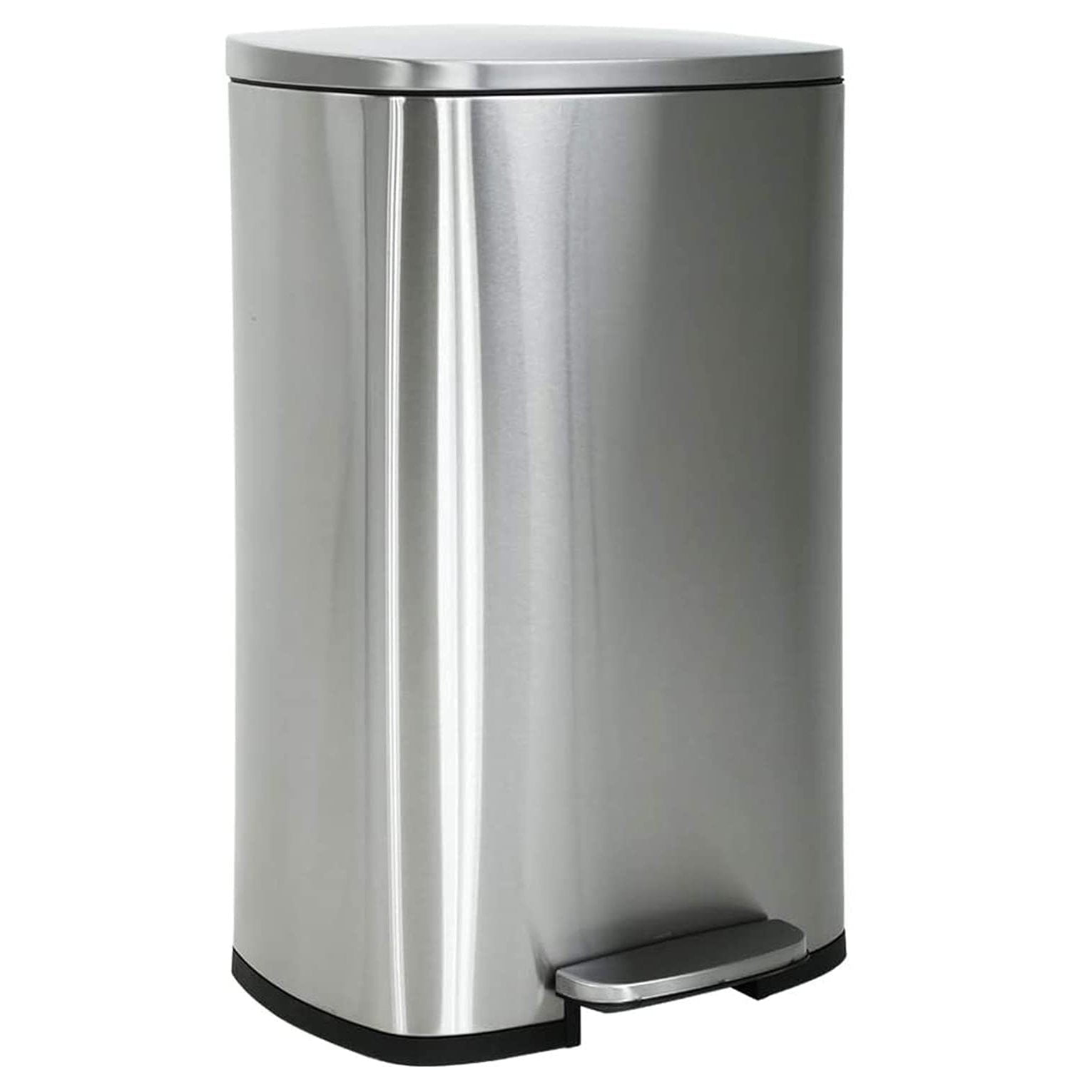 Kitchen Trash 13 Gallon Brushed Stainless Steel Step Garbage Can with ...