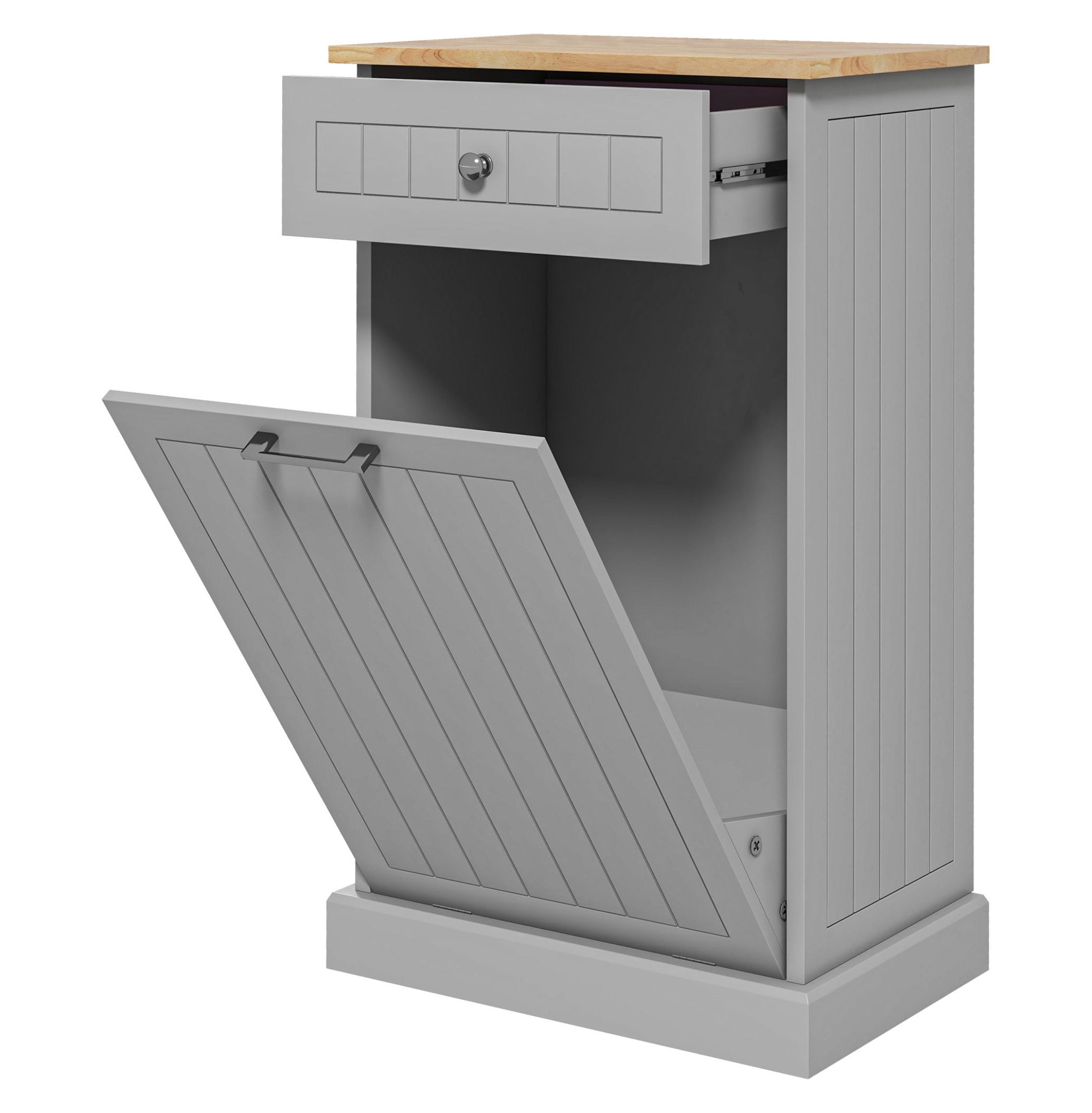 Kitchen Trash Cabinet, Free Standing Tilt Out Trash Bin with Drawer ...